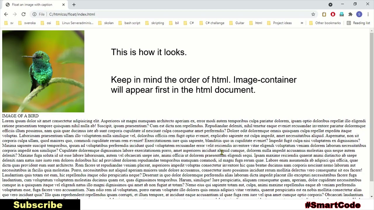 Float an image with caption | CSS Float | #SmartCode