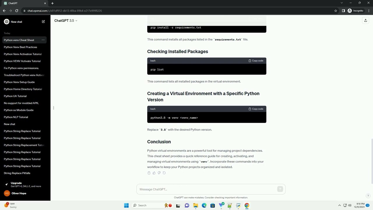 python venv cheat sheet