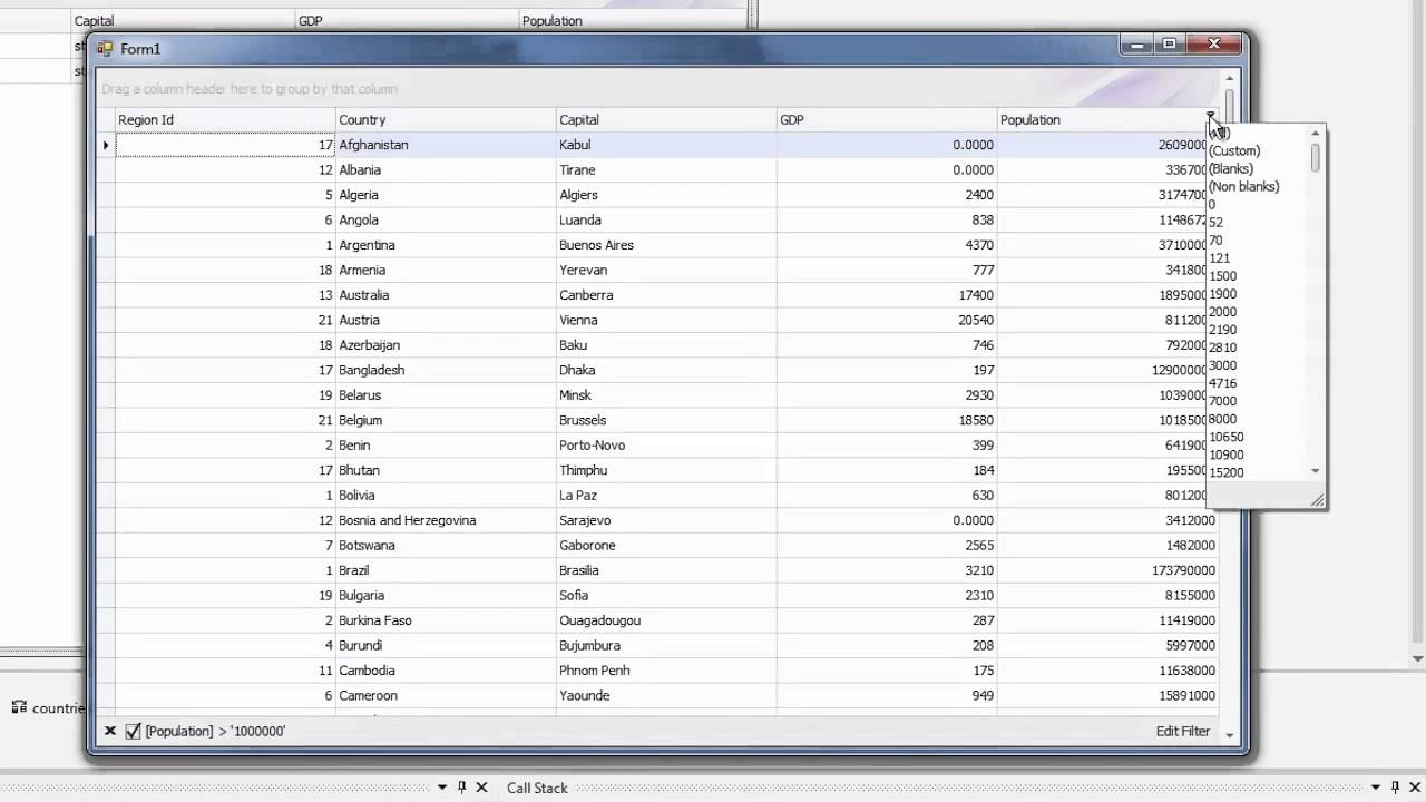 WinForms Data Grid  Data Filtering via Custom Rules