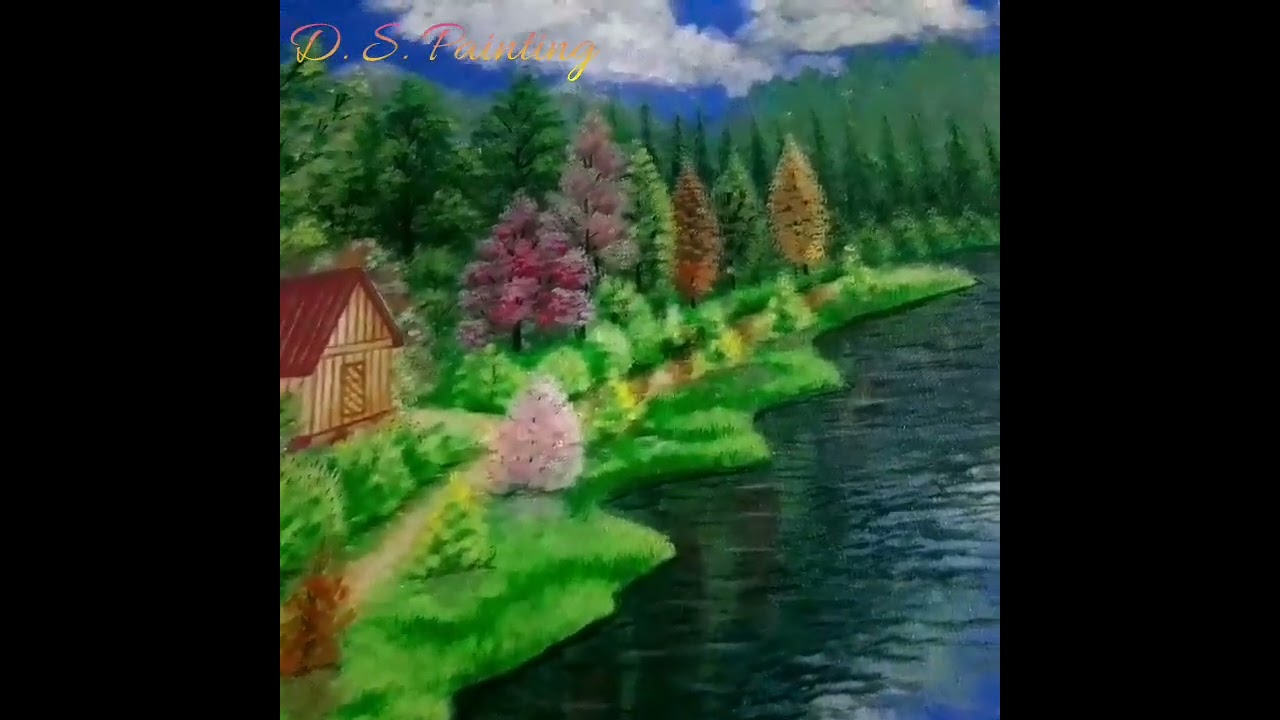 The beautiful mountain landscape #artandcraft #acrylicscenery #painting #art #easyartidea #shorts