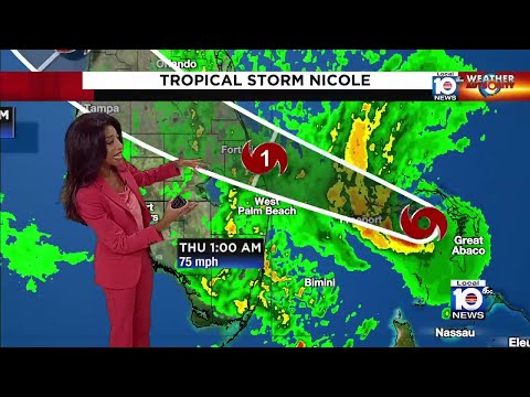 Tropical Storm Nicole nears hurricane strength as it moves toward Florida coast