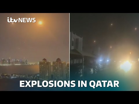 Explosions seen in Qatar skies as Iran attacks US base | ITV News