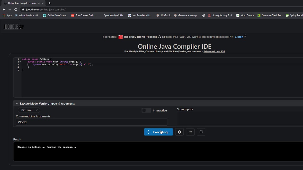 Online Java Compiler Hello World and simple application tutorial