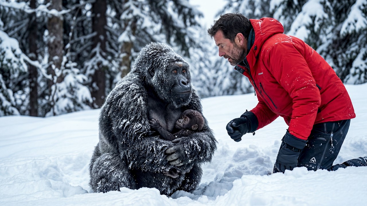 Mother Gorilla Begged a Man to Save Her Freezing Baby. You Won't Believe How It Ended!