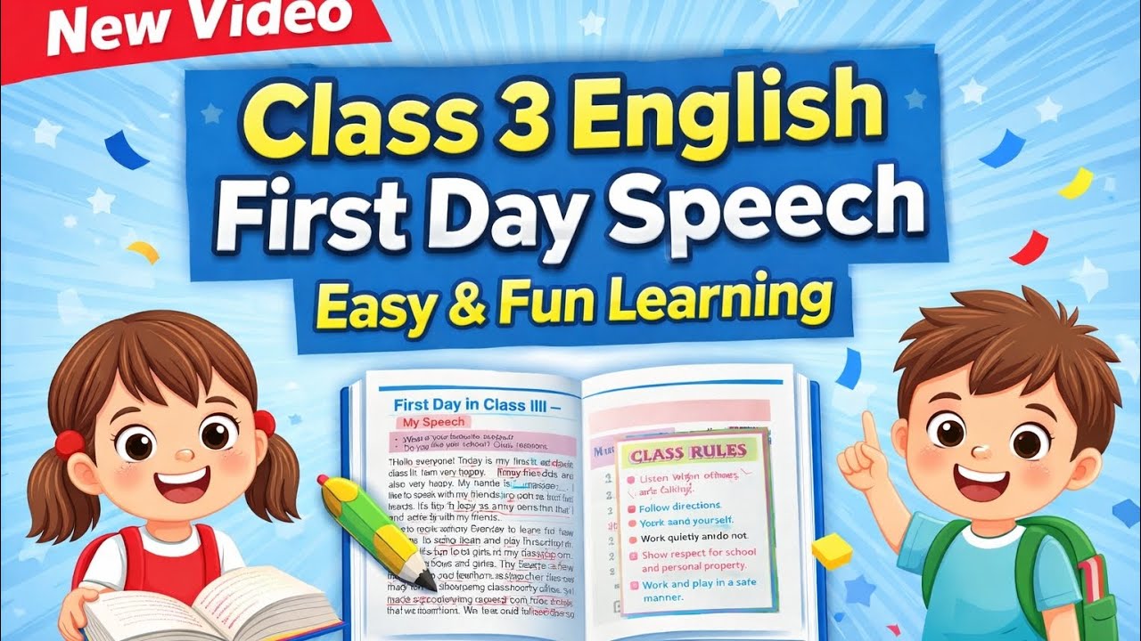 Class 3 English Lesson 1: First Day in Class III - My Speech (Full Reading & Explanation)