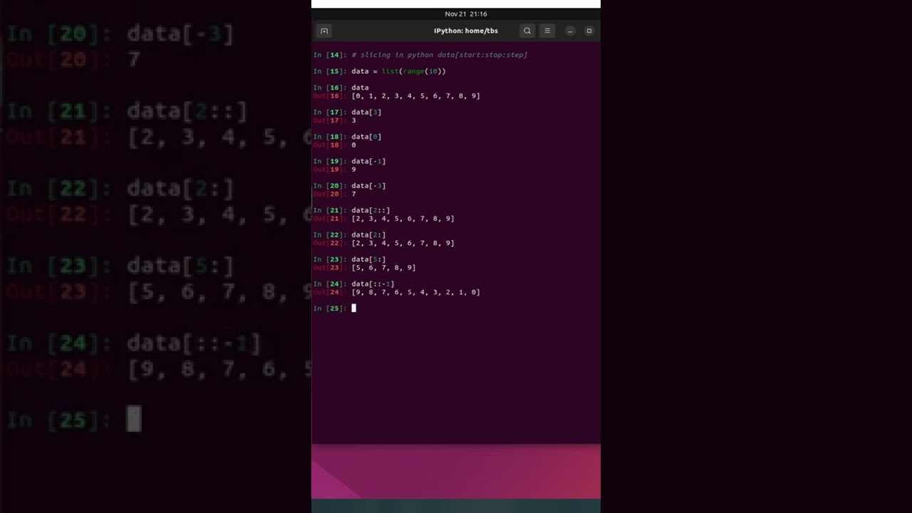 Python Array Indexing and Slicing
