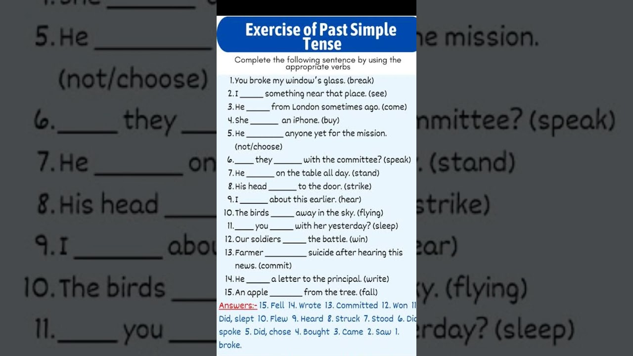 Tenses worksheet with answers| #kid&parent tips
