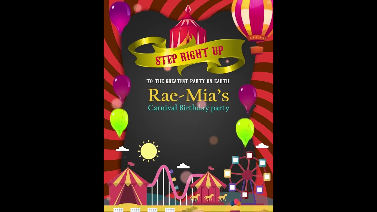 Circus Carnival Birthday Party Video Invitation