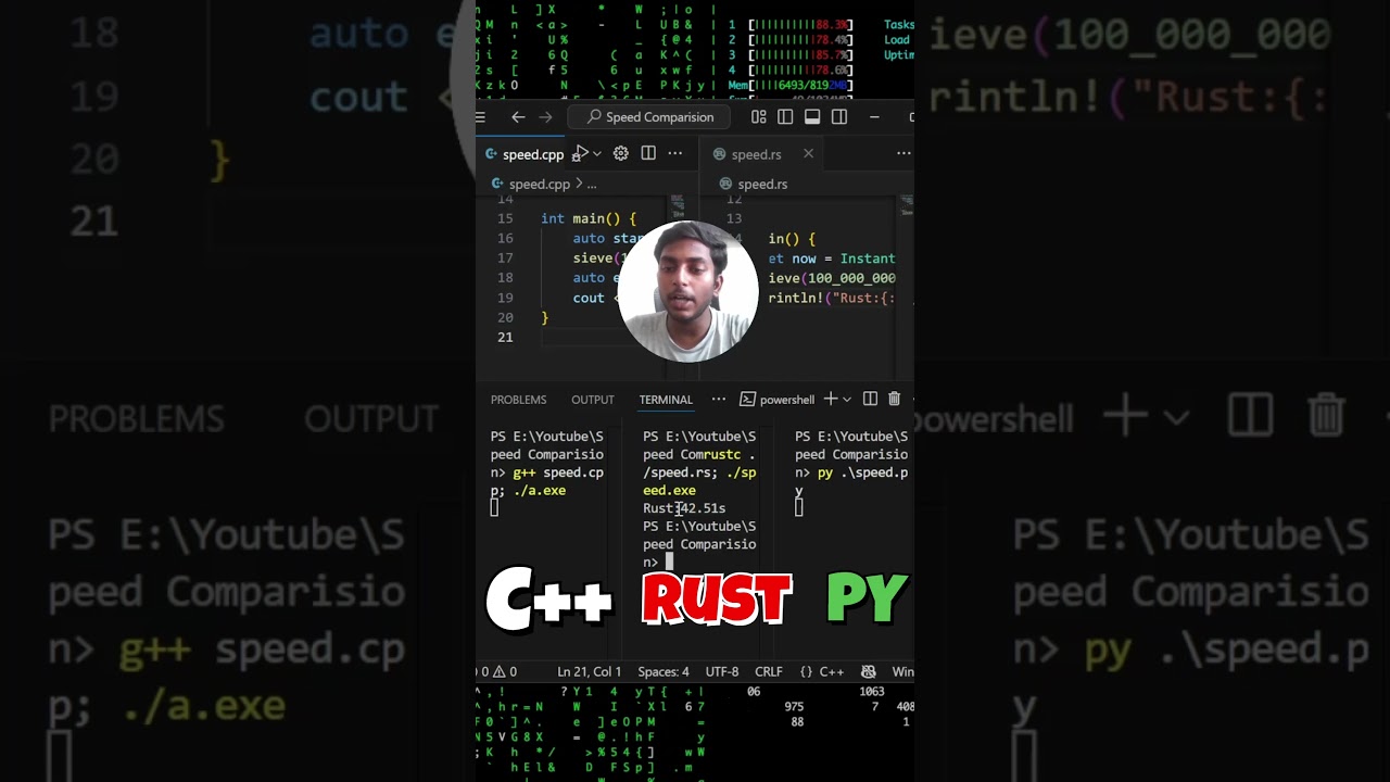 C++ vs Rust vs Python Speed Test 🔥 | Which is Fastest? #coding