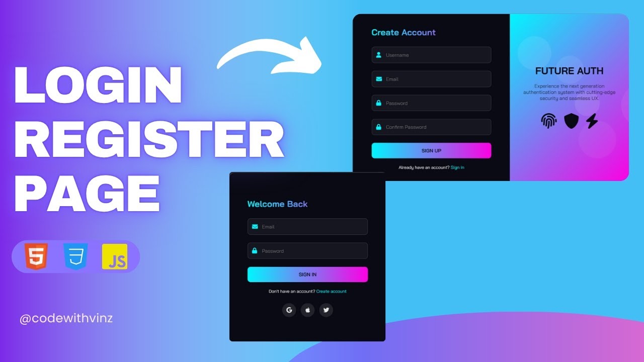 Build a Modern Login & Register Form 🔐 | HTML CSS JavaScript UI Design Tutorial + Source Code