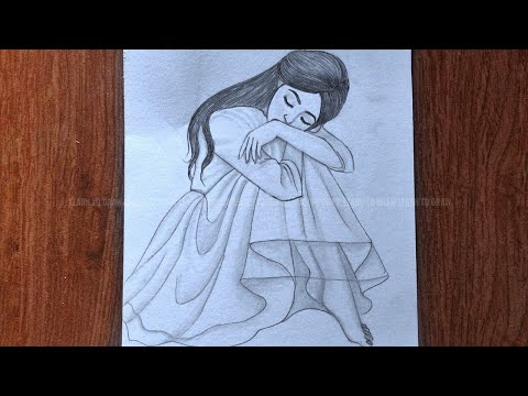 Sad Girl Drawing Step by Step Tutorial – I'm Youtuber – Follow my ...