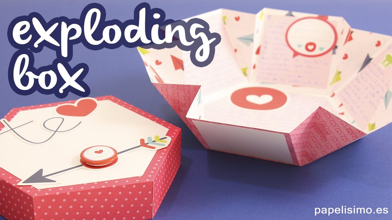 Carta de amor explosiva - EXPLODING BOX - Caja hexagonal Scrapbook