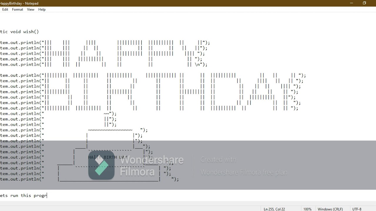 Happy birthday java program