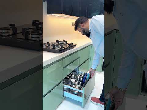 Sleek & Modern Modular Kitchen with Acrylic Finish & Smart Storage | Kitchenlane #kitchenlane