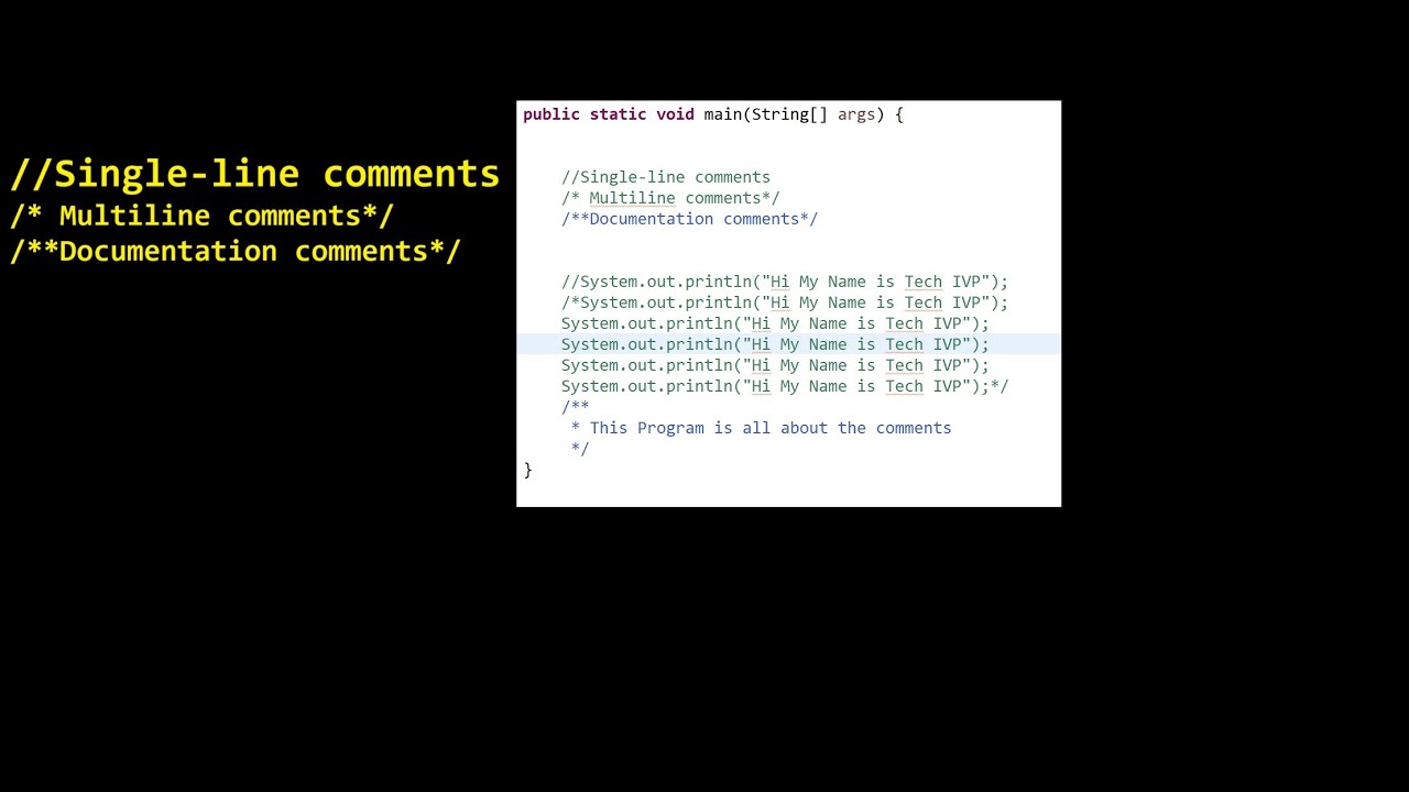 Java Comments Explained | Single-line, Multi-line, and Documentation Comments #9