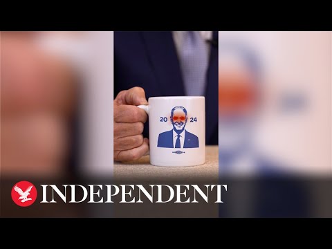 Joe Biden drinks from Dark Brandon coffee mug in 2024 campaign video