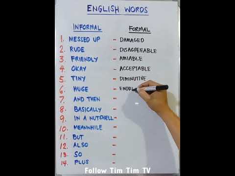 English Words: Informal to Formal