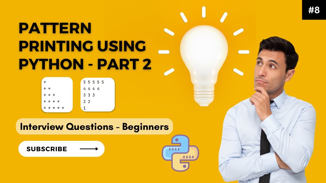 Pattern Printing Using Python - Part 2 | Best Approach | Python Interview Questions