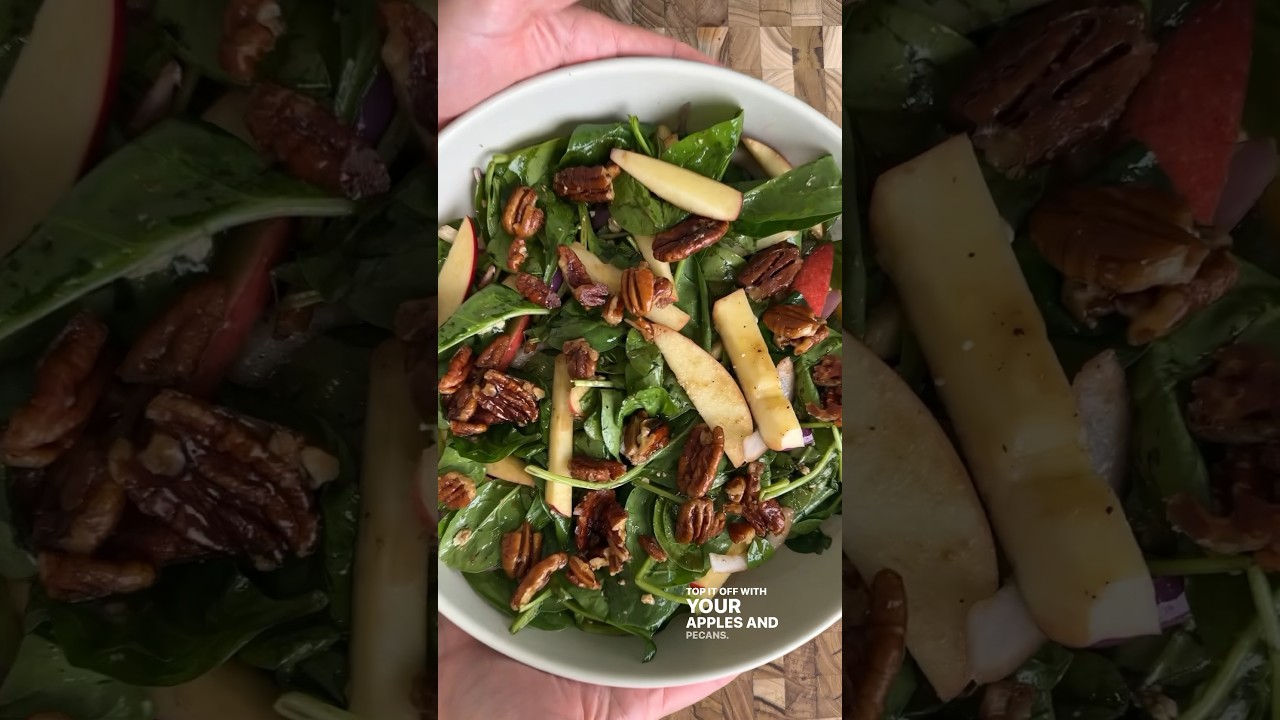 Easy Spinach Salad with Apples & Pecans 💥 #shorts