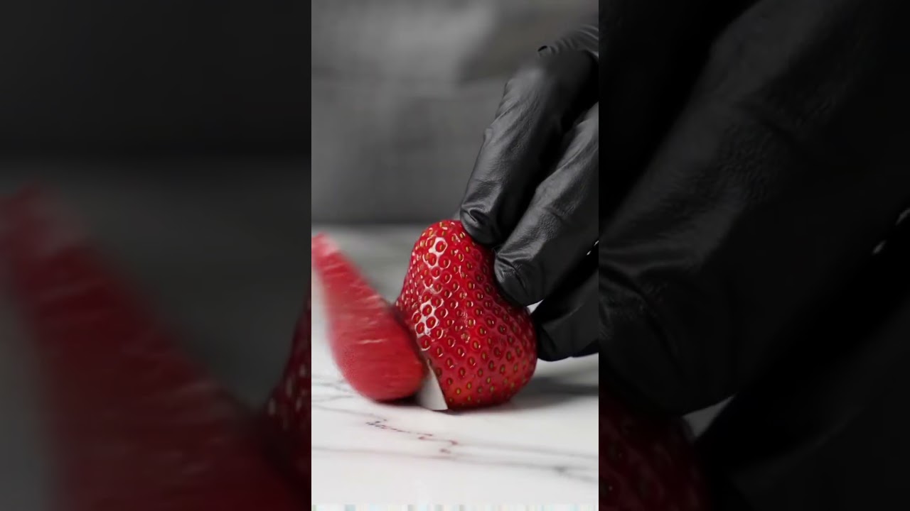 Strawberry Slice Perfection 🍓🔪 | Cinematic