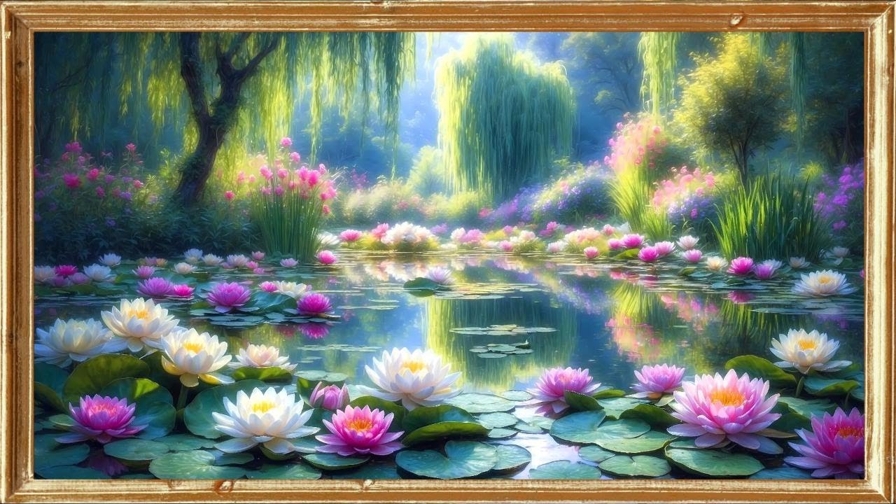 Water Lilies | Framed Art Screensaver | Flower Art for Your TV | Painting Screensaver | 2Hrs 4K
