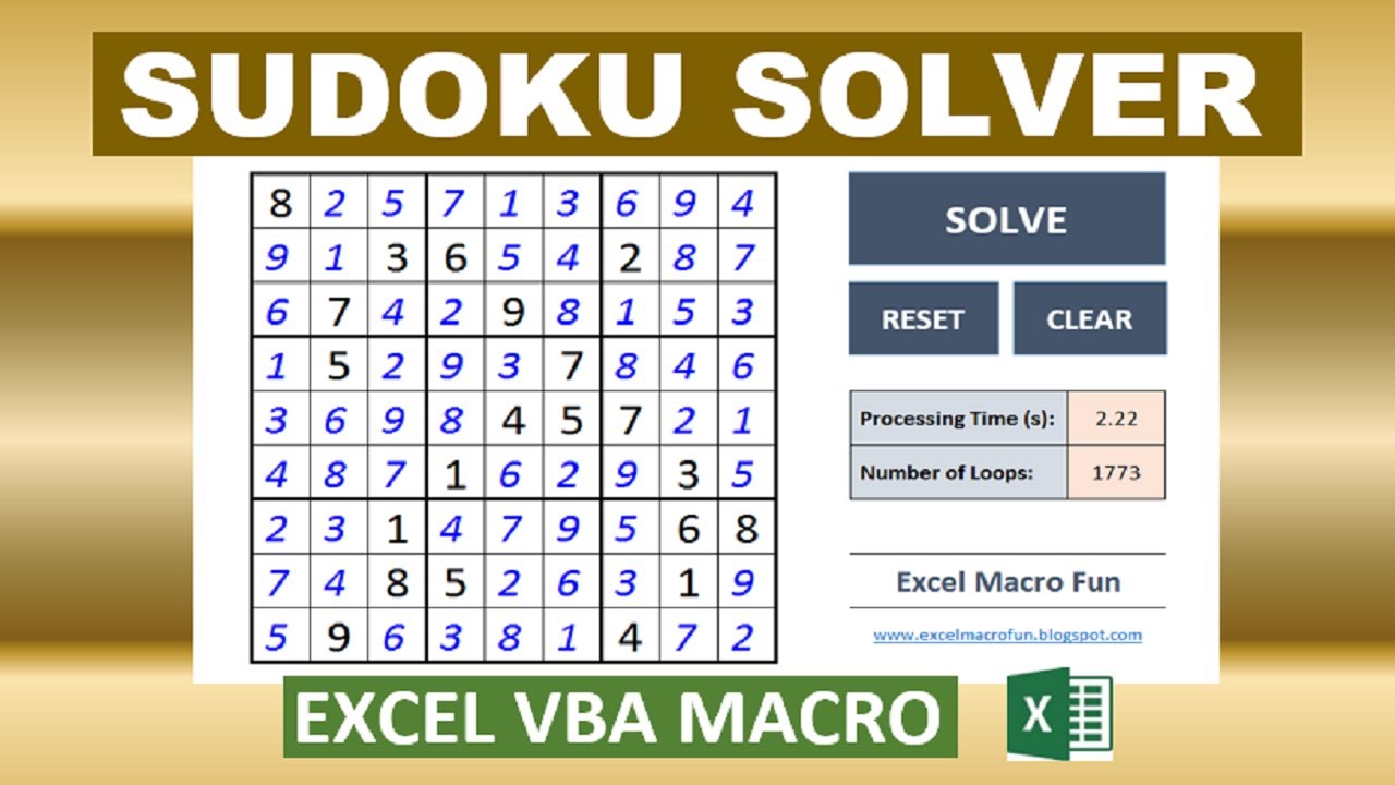Excel Sudoku Solver VBA Macro Explained