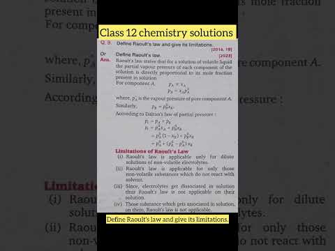 Define Raoult's law and give its limitations.#yt