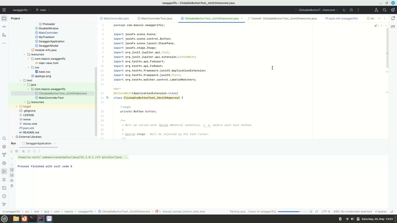 javafx testfx running a test