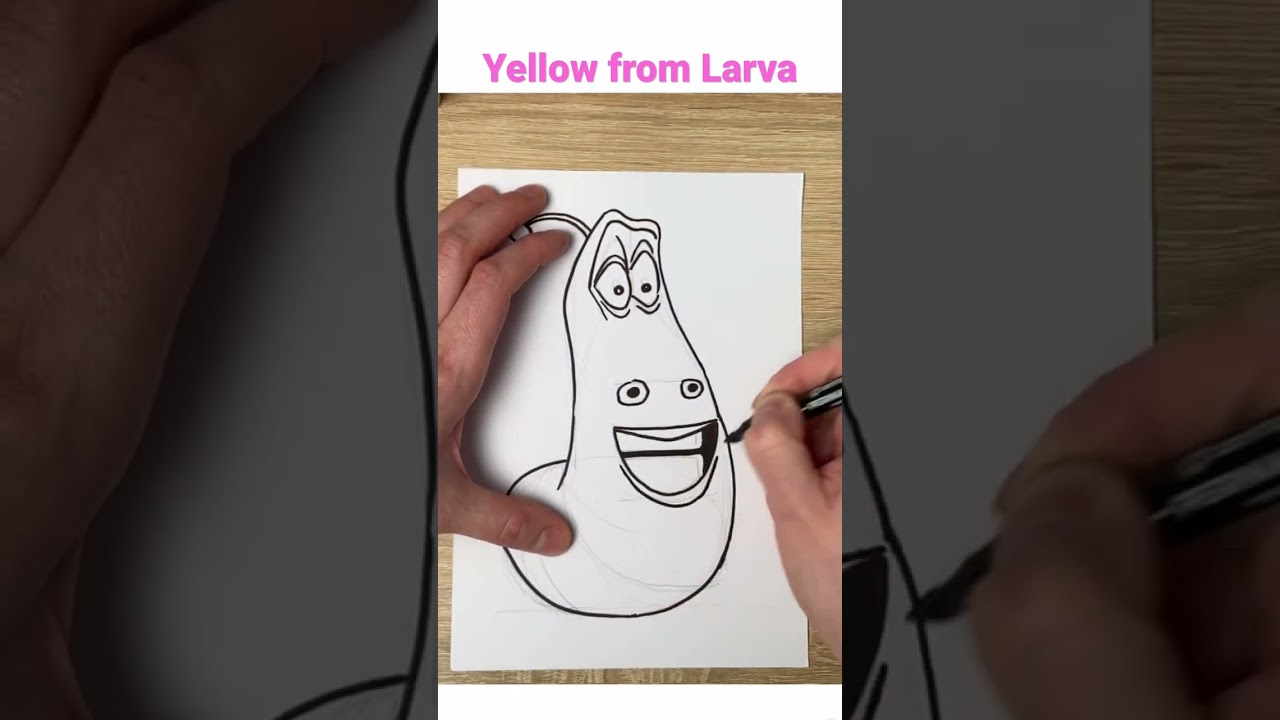How to draw a Yellow Larva . Draw Yellow  - Larva  - with Easy Pen #drawingtutorial #beginner
