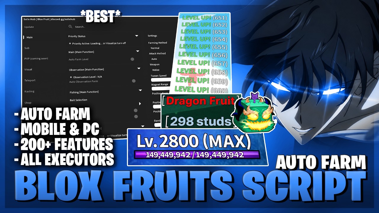Blox Fruits Script — NO KEY, Auto Farm, Max Level, Fruit Sniper, Auto Beli, PVP (BEST)