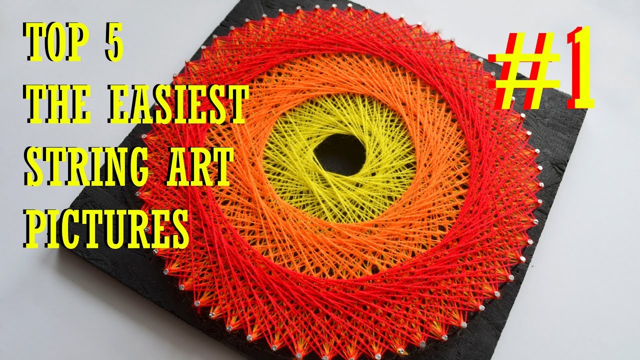 TOP 5 EASIEST STRING ART PICTURES #1 | DIY TUTORIAL | MANDALA IN CIRCLE | 3 COLOURS
