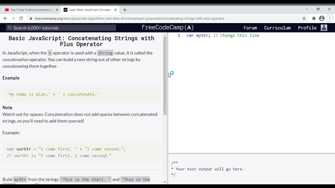 27 -  Learn Basic JavaScript   Concatenating Strings with Plus Operator