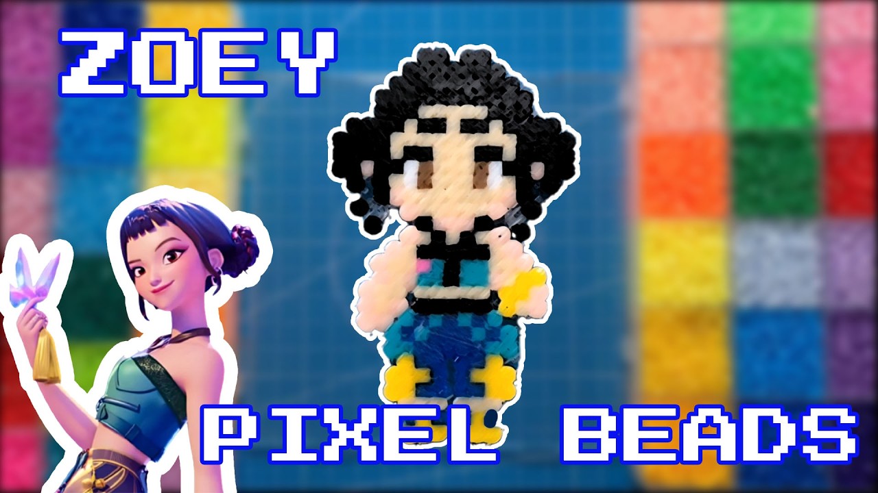 Zoey from K-Pop Demon Hunter in Hama Beads Pixel Art – Satisfying Speed Build! 🔥