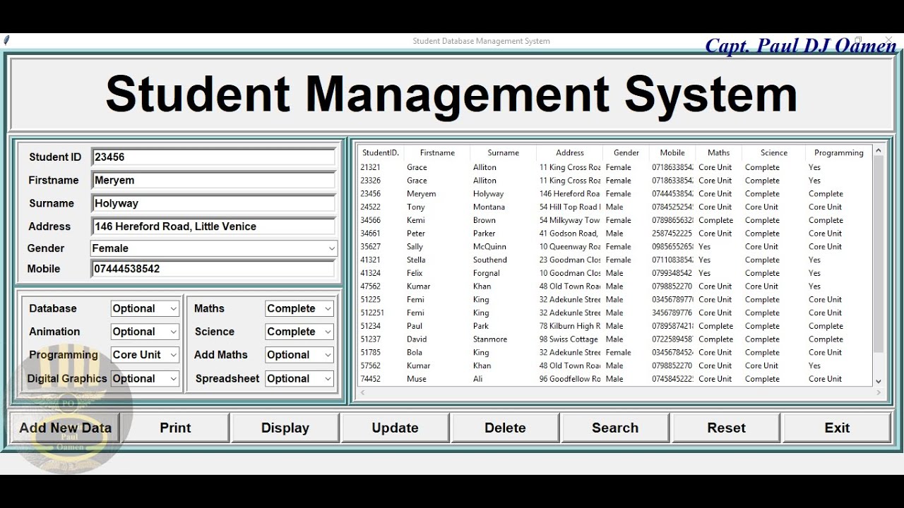 An Overview of Student Database Management System Developed with MySQL in Python