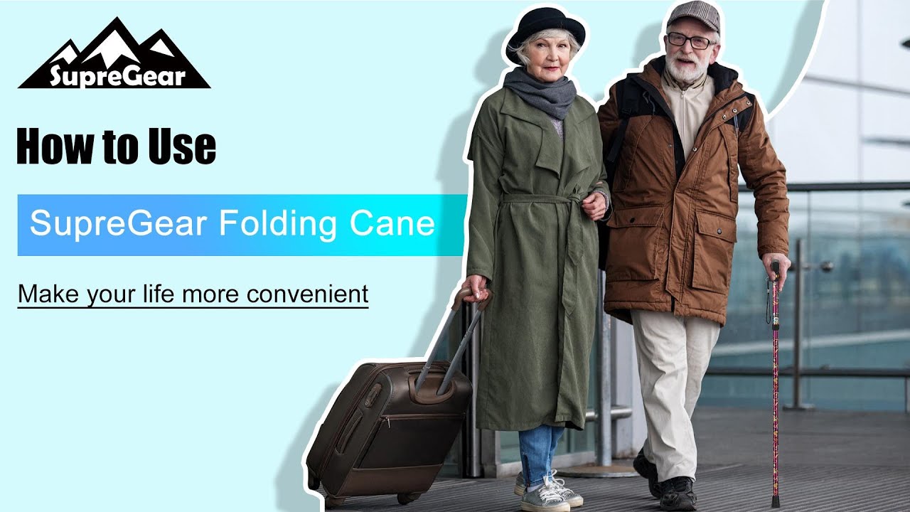 SupreGear 5-Level Folding Cane with T Handle