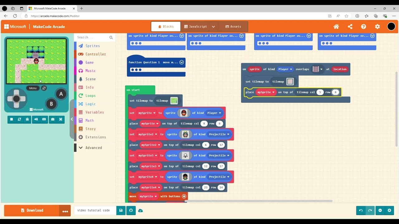 MakeCode Arcade 8: Changing Tile Maps