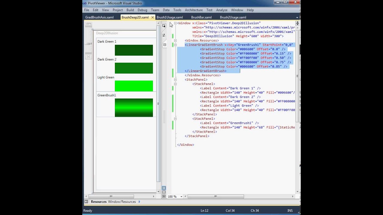 Programming WPF gradient brushes with 2D effects.