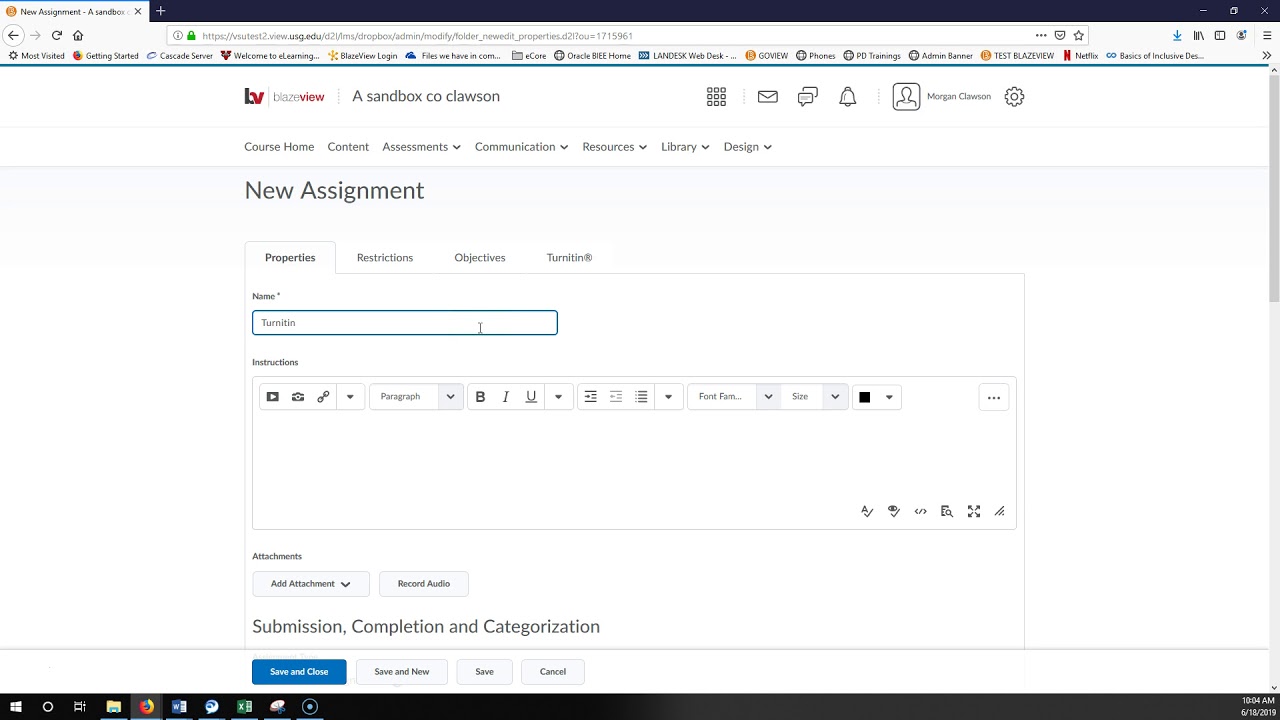 Enabling Turnitin on BV Assignments