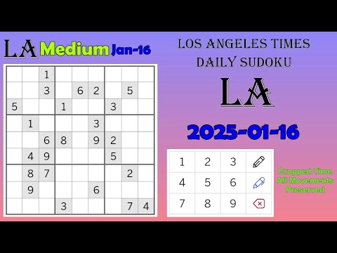 Los Angeles Times Daily Sudoku 2025-01-16 2027 Medium