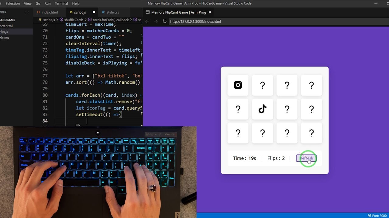 ASMR Programming - Memory Game Coding - No Talking
