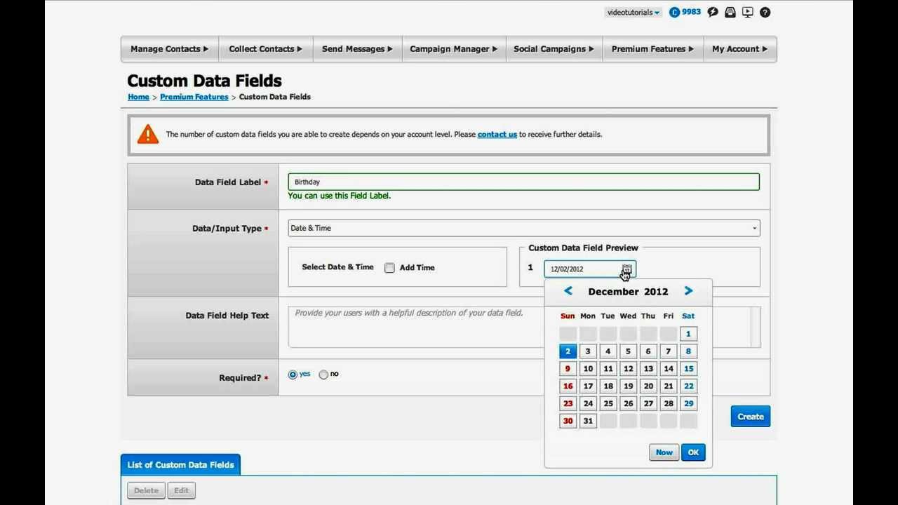 Custom Data Fields Tutorial Video