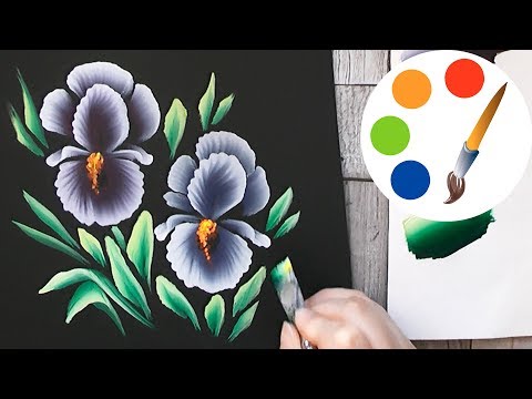 NEW WAY to paint the IRIS flower, one stroke for beginners