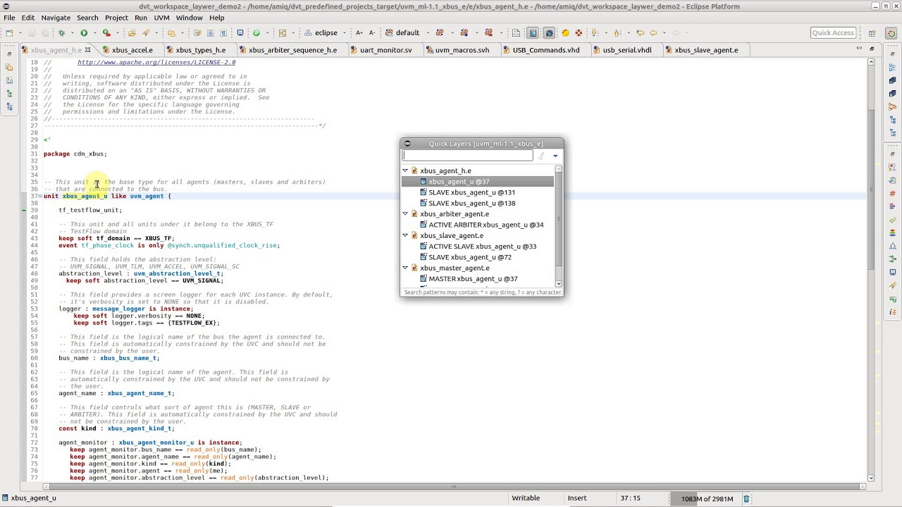 DVT Eclipse IDE Layers View