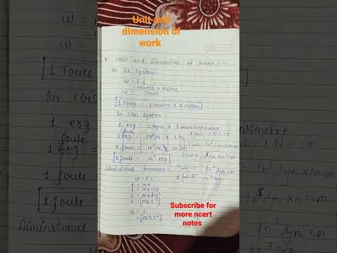 unit and dimensions of work /si and cgs unit of work /relationship Between joule and erg