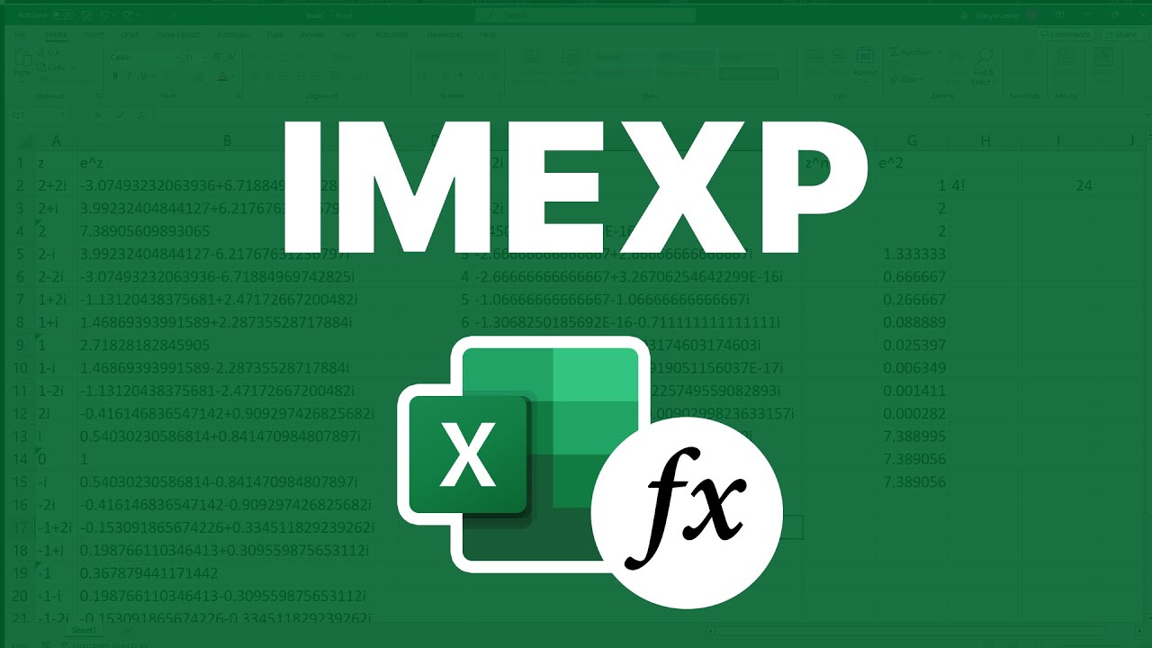 Exponential of a Complex Number - Excel IMEXP Function