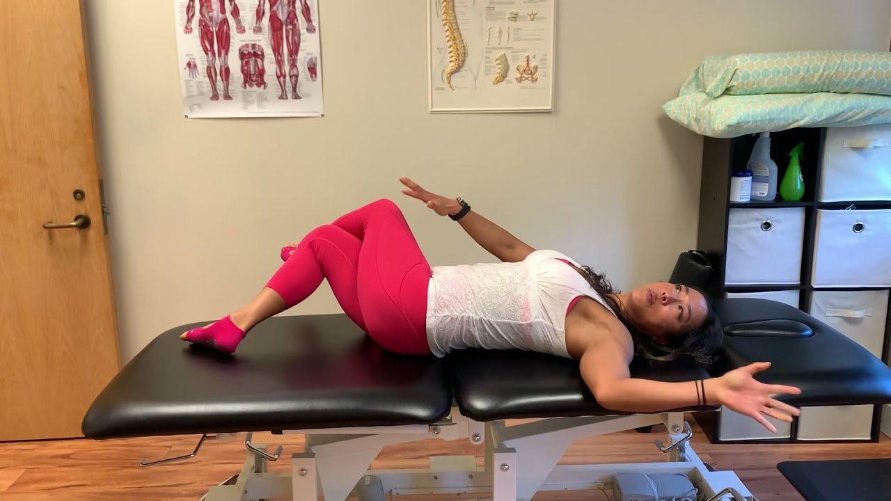 Low back and hip stretch (crossed legs)