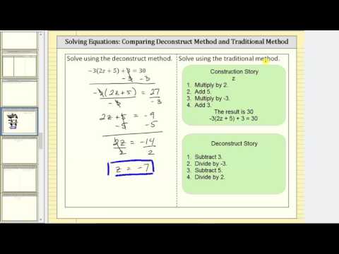 Solve an Equation: Deconstruct Method and Traditional Method I | Math ...