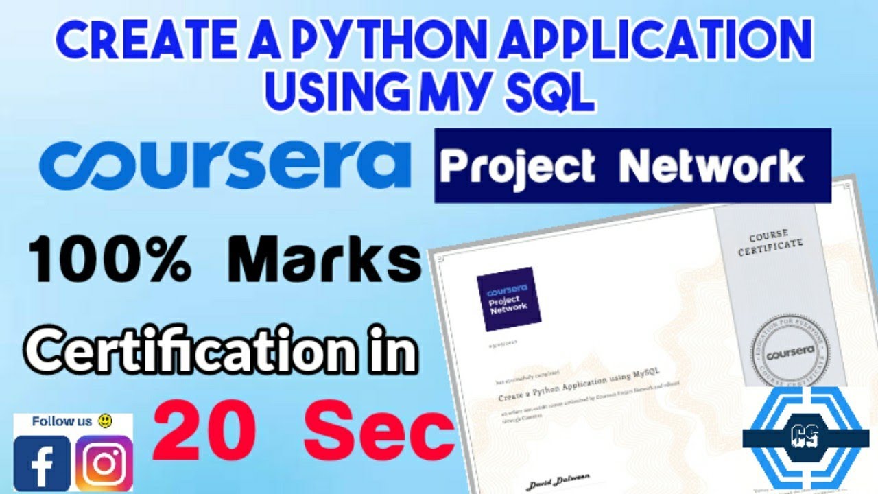 Create a Python Application using My SQL - Coursera || COURSERA PROJECT NETWORK ||