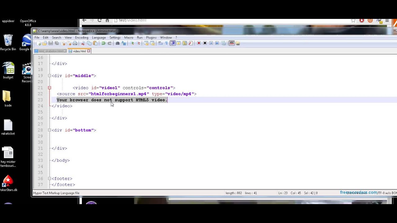 html and php  programming making a web video player