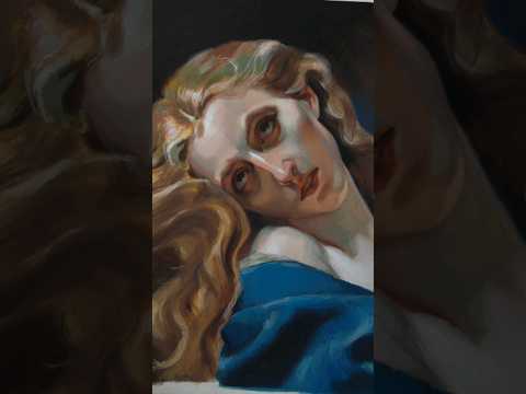 Saint Mary Magdalene by Hugues Merle, in gouache #portraitpainting